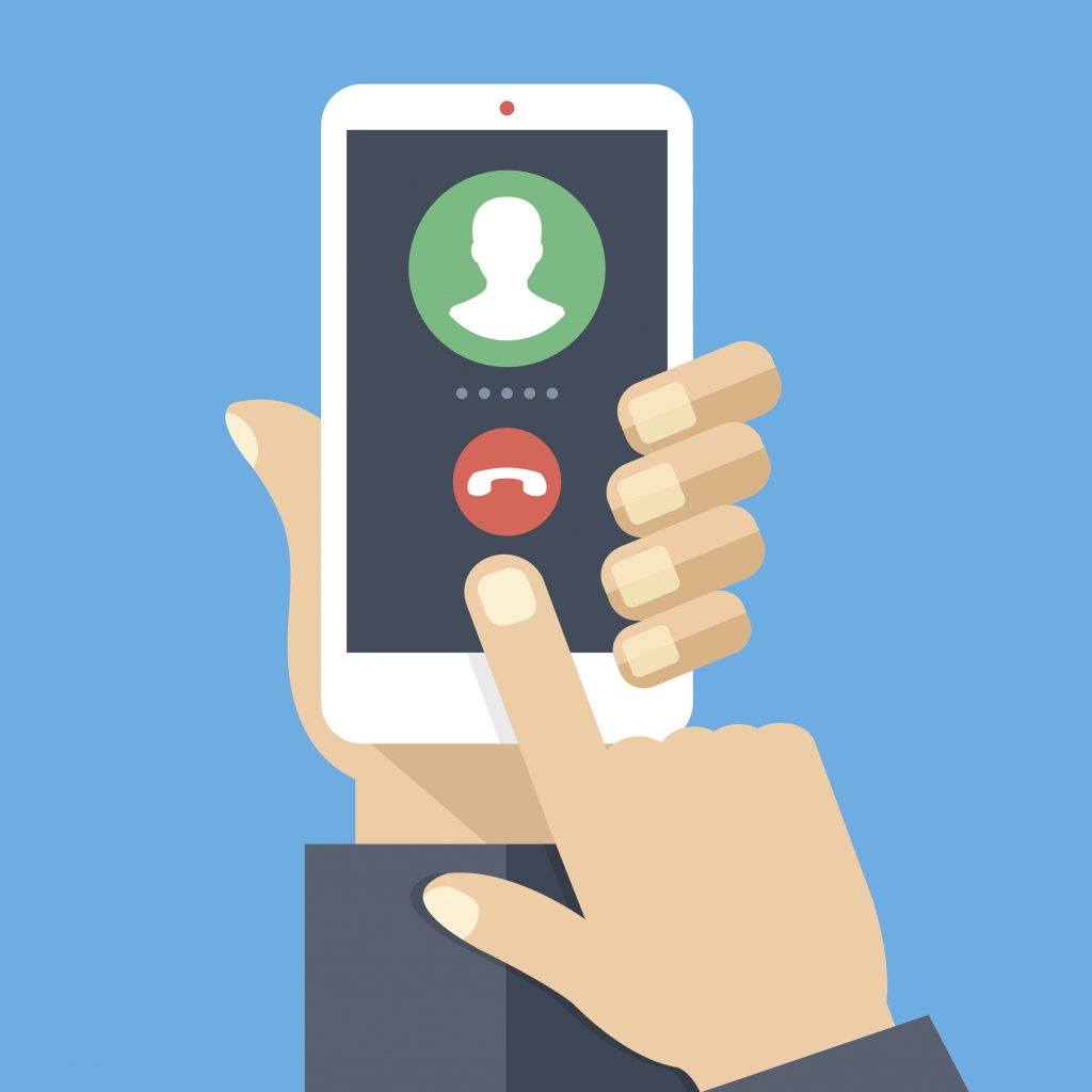 Pure Blue Ocean | Outgoing call. White smartphone with call screen ...